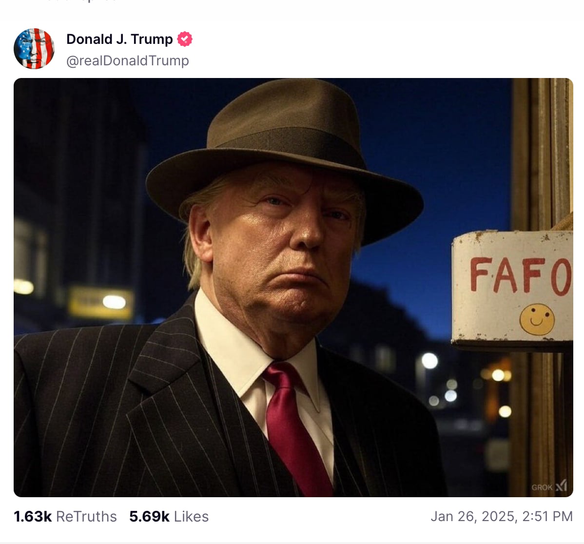 Trump Celebrates Crippling Tariffs With Bizarre AI-Generated ‘Don’ Meme