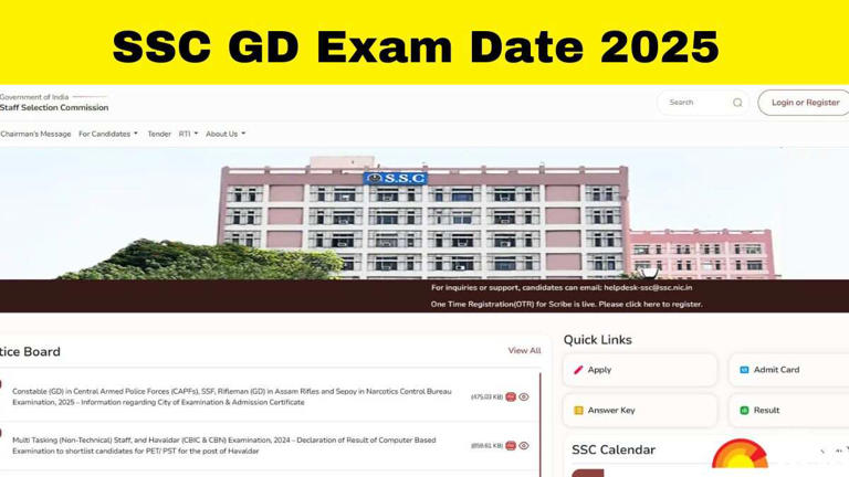SSC GD Exam Date 2025 Released at ssc.gov.in, Check GD Constable Exam ...