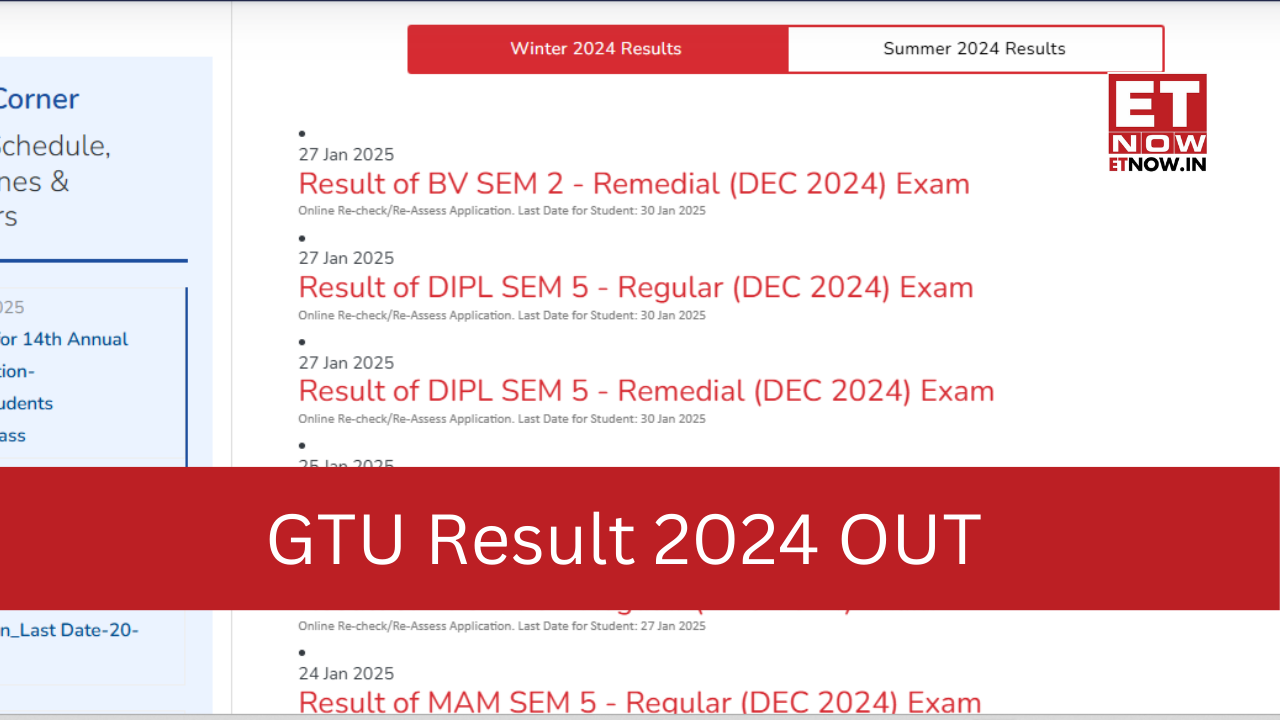 GTU Result 2024 OUT at gtu.ac.in for UG, PG semester exams; How to ...