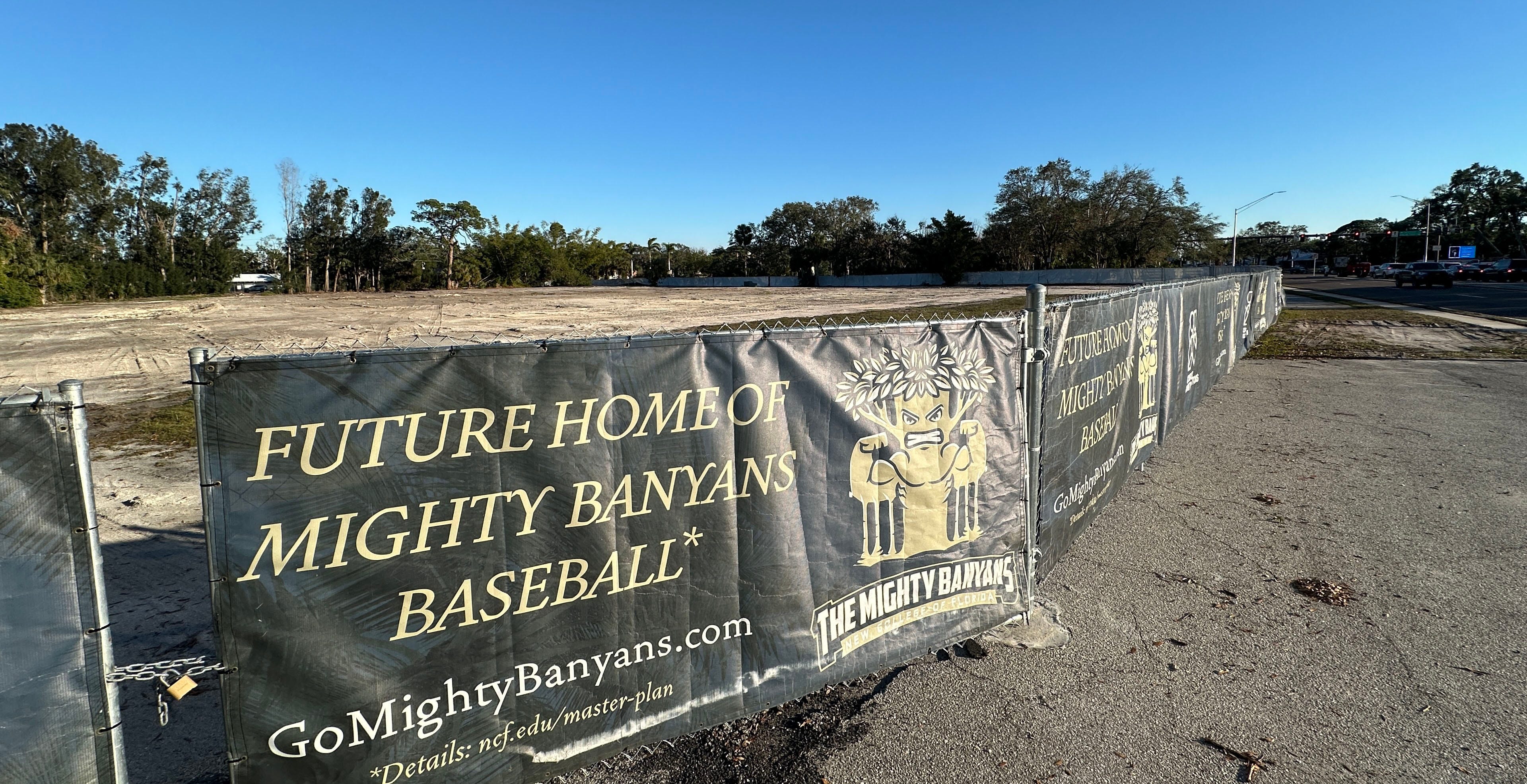 Barricades advertise future New College baseball facility near Sarasota ...