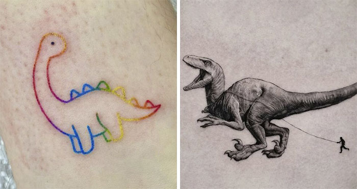 47 Times People Had A Cool Dinosaur Tattoo Idea And It Got Executed Perfectly