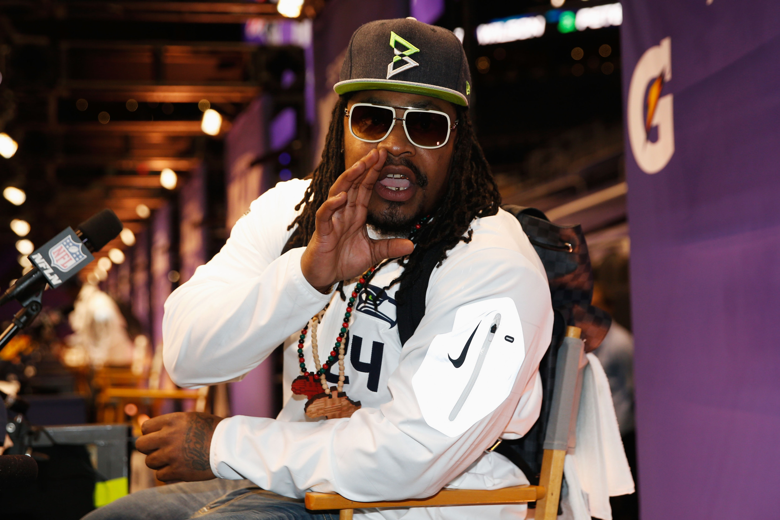 Marshawn Lynch Crashed Raiders' Pete Carroll Introductory Press Conference