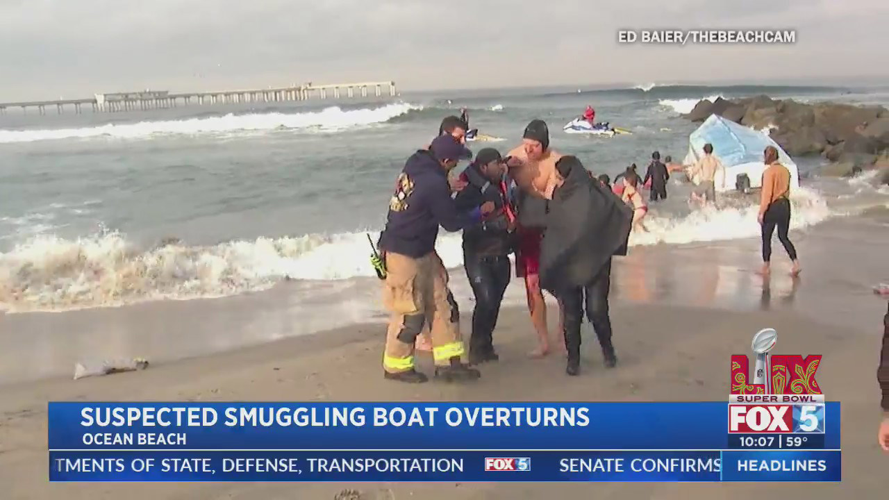 Suspected smuggling boat capsizes in Ocean Beach Suspected smuggling boat capsizes in Ocean Beach