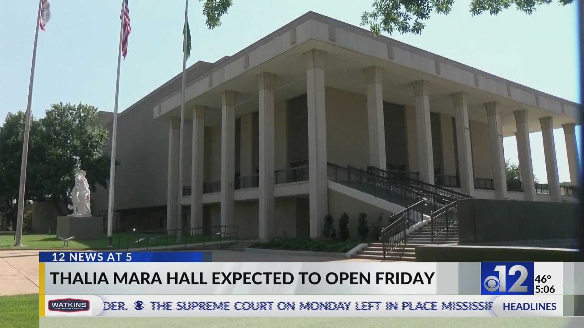 Thalia Mara Hall expected to reopen Friday
