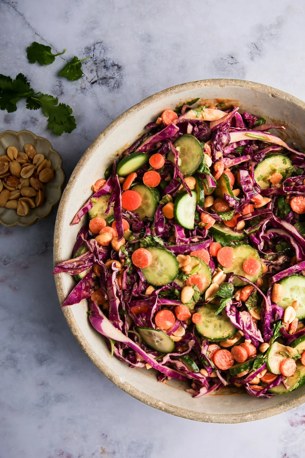 Crunchy Red Cabbage Salad with Peanut Butter Dressing