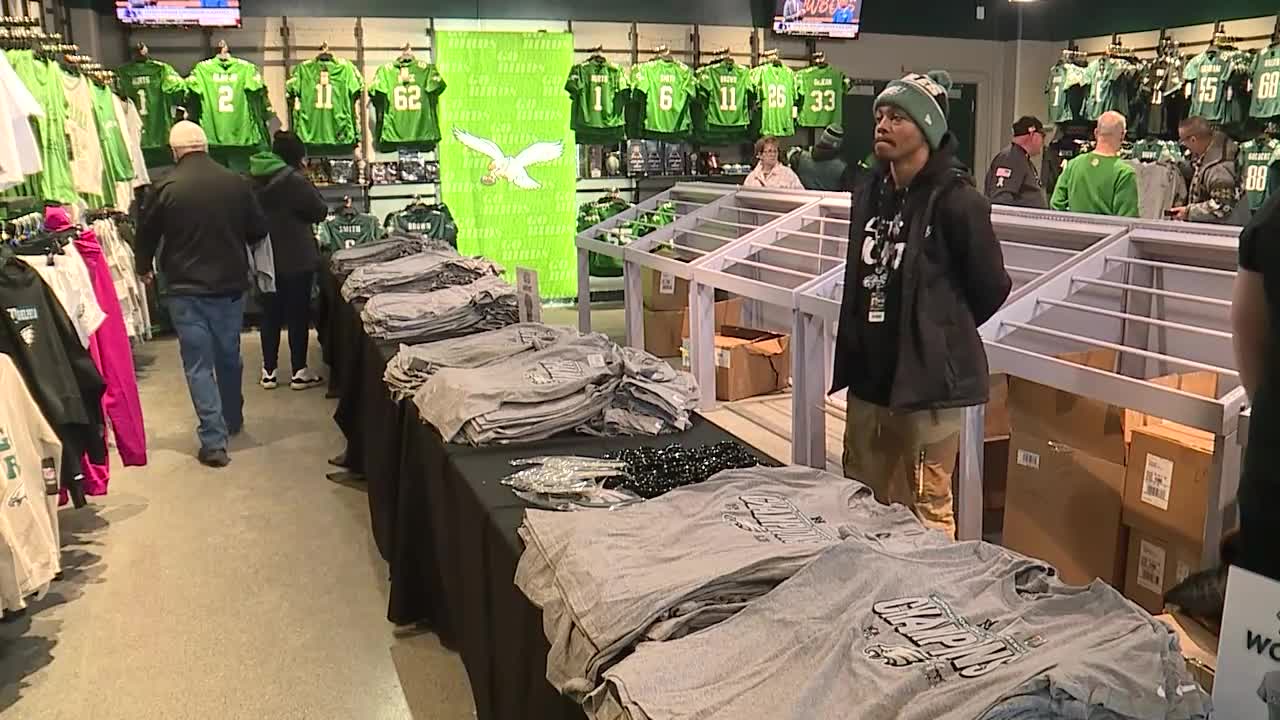 NFC Champions merchandise at the Eagles Pro Shop