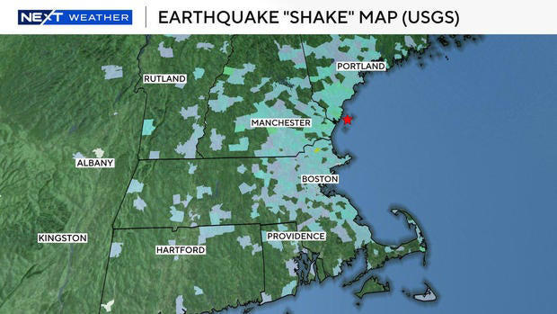 Earthquake "shake map" shows where Maine quake was felt