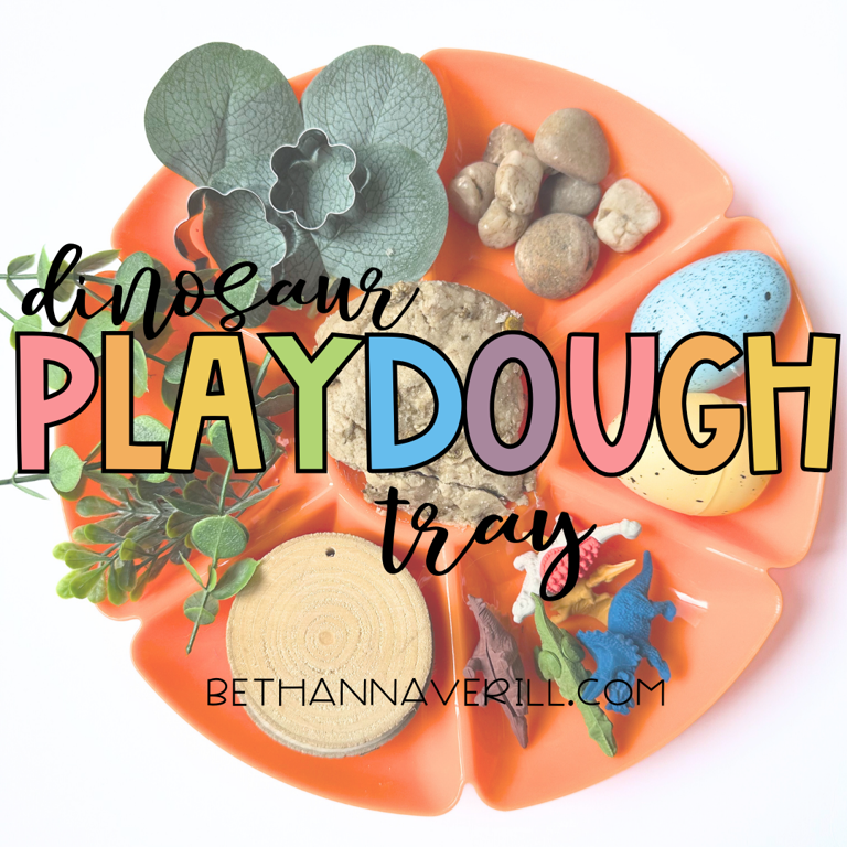 Dinosaur Play Dough Tray Activity
