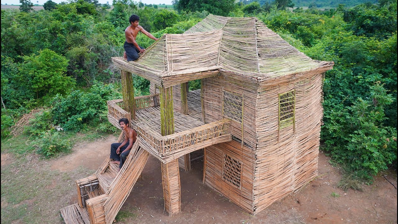 Crafting a stunning two-story wooden villa from scratch