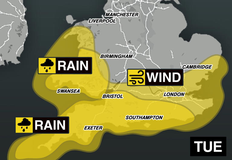 Map shows where Storm Herminia yellow weather warnings are in place after 80mph winds