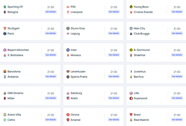 Champions League – Match schedule for matchday 8 of the league phase