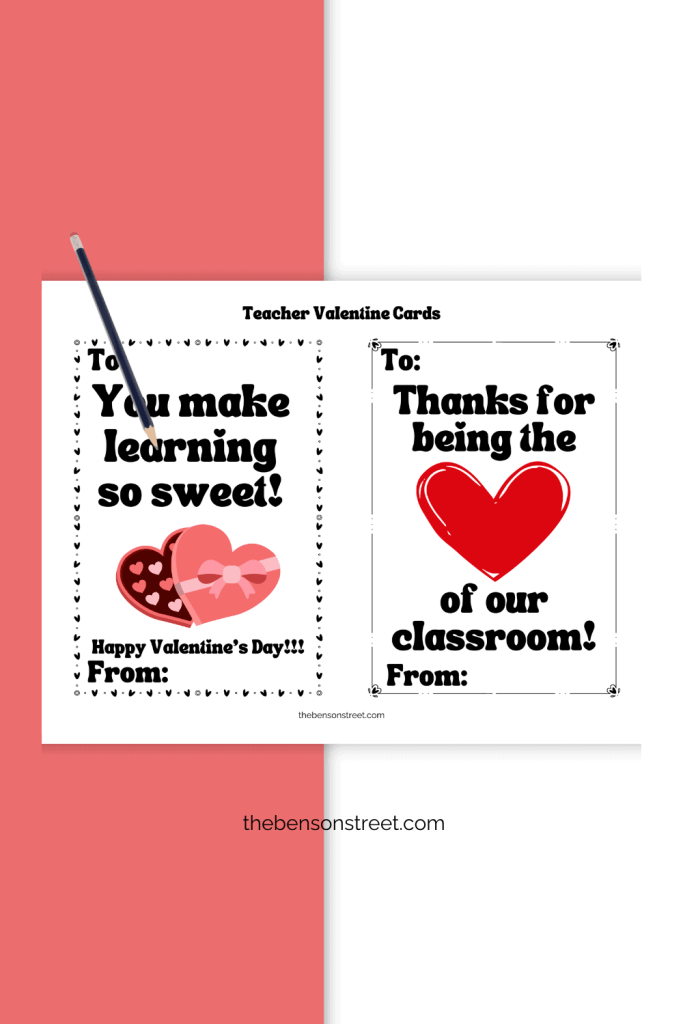 Free Printable Valentines Day Cards for Teacher from Student