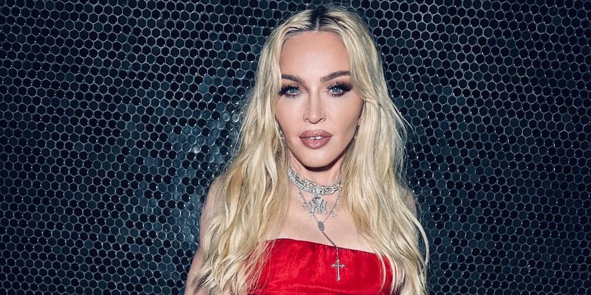 Madonna goes makeup-free, revealing her natural skin texture