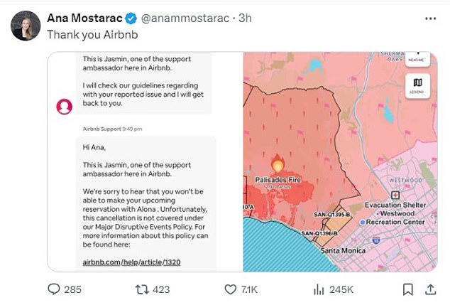 Customer says Airbnb refused to refund her despite LA widlfires