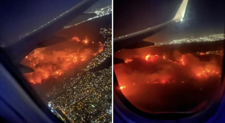 Incendio a Los Angeles, voli dirottati: i passeggeri filmano Incendio a Los Angeles, voli dirottati: i passeggeri filmano