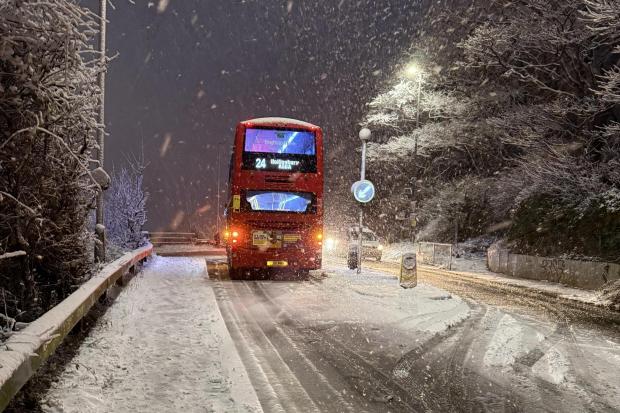 Bus and lorry get stuck due to snow on A-road