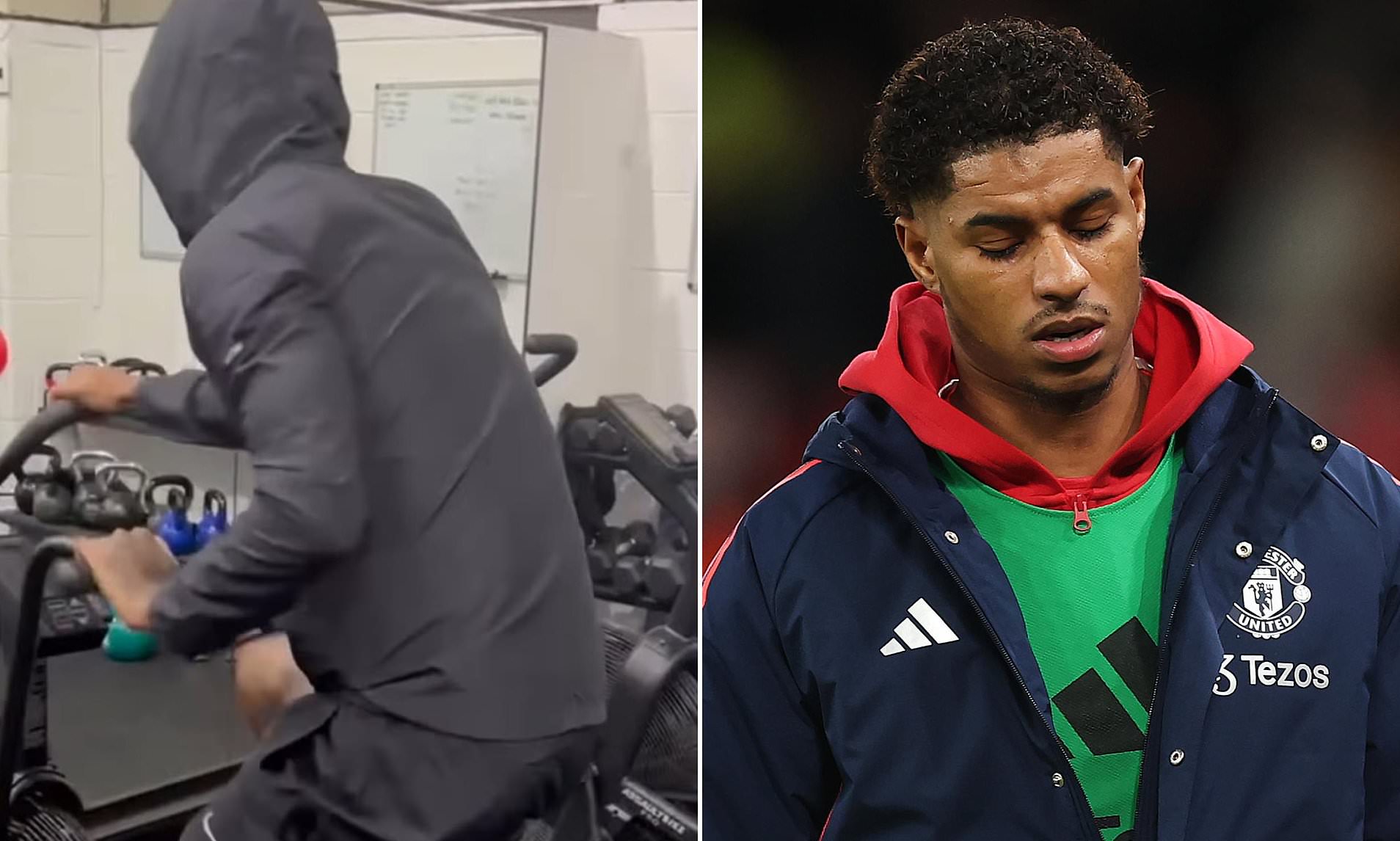 Marcus Rashford works hard in the gym as the Man United star's future ...