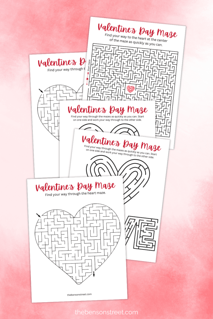 Free Printable Valentine's Day Maze Worksheets for Kids