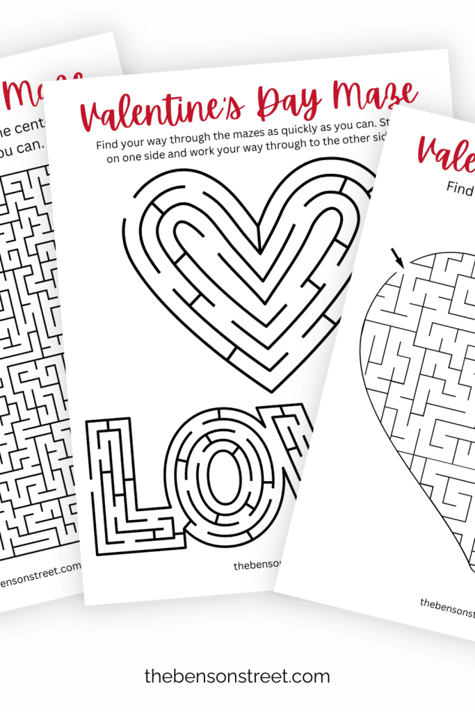 Free Printable Valentine's Day Maze Worksheets for Kids