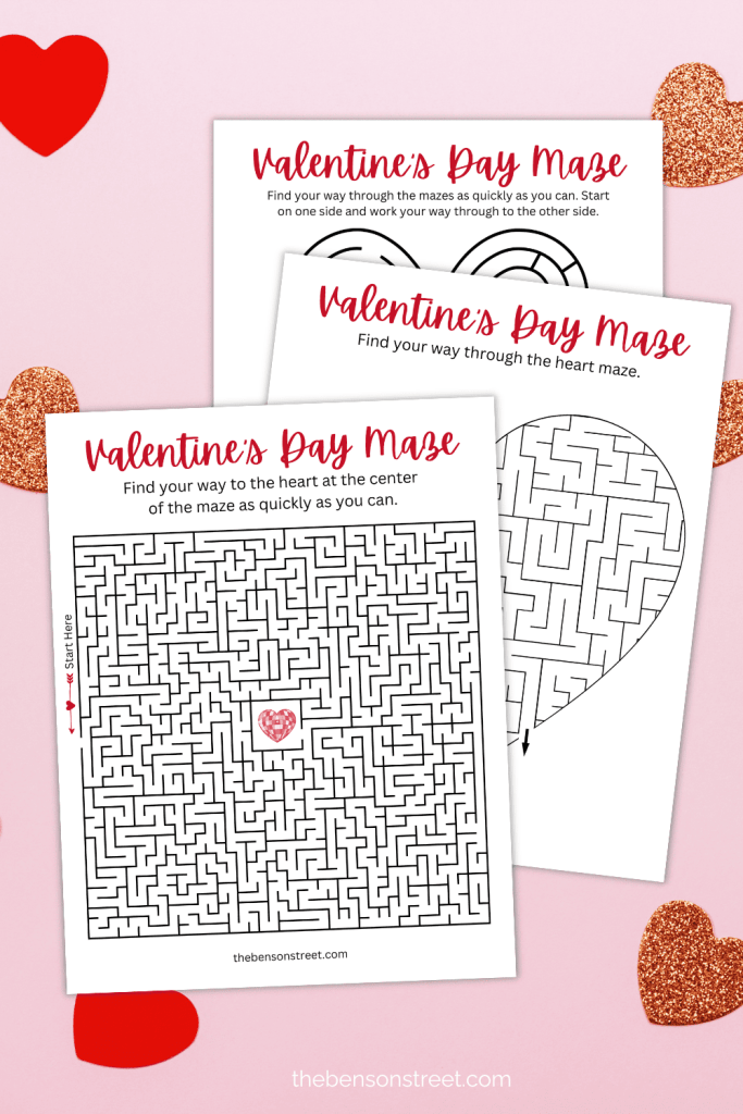 Free Printable Valentine's Day Maze Worksheets for Kids