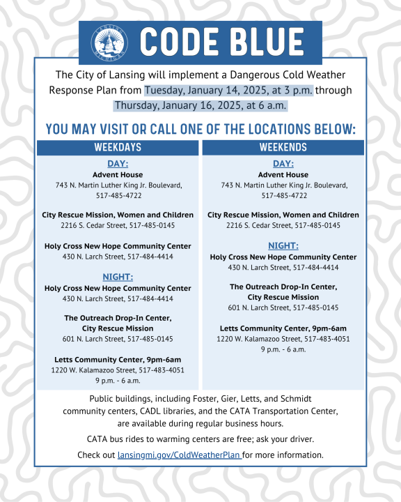 Code Blue activated in Lansing