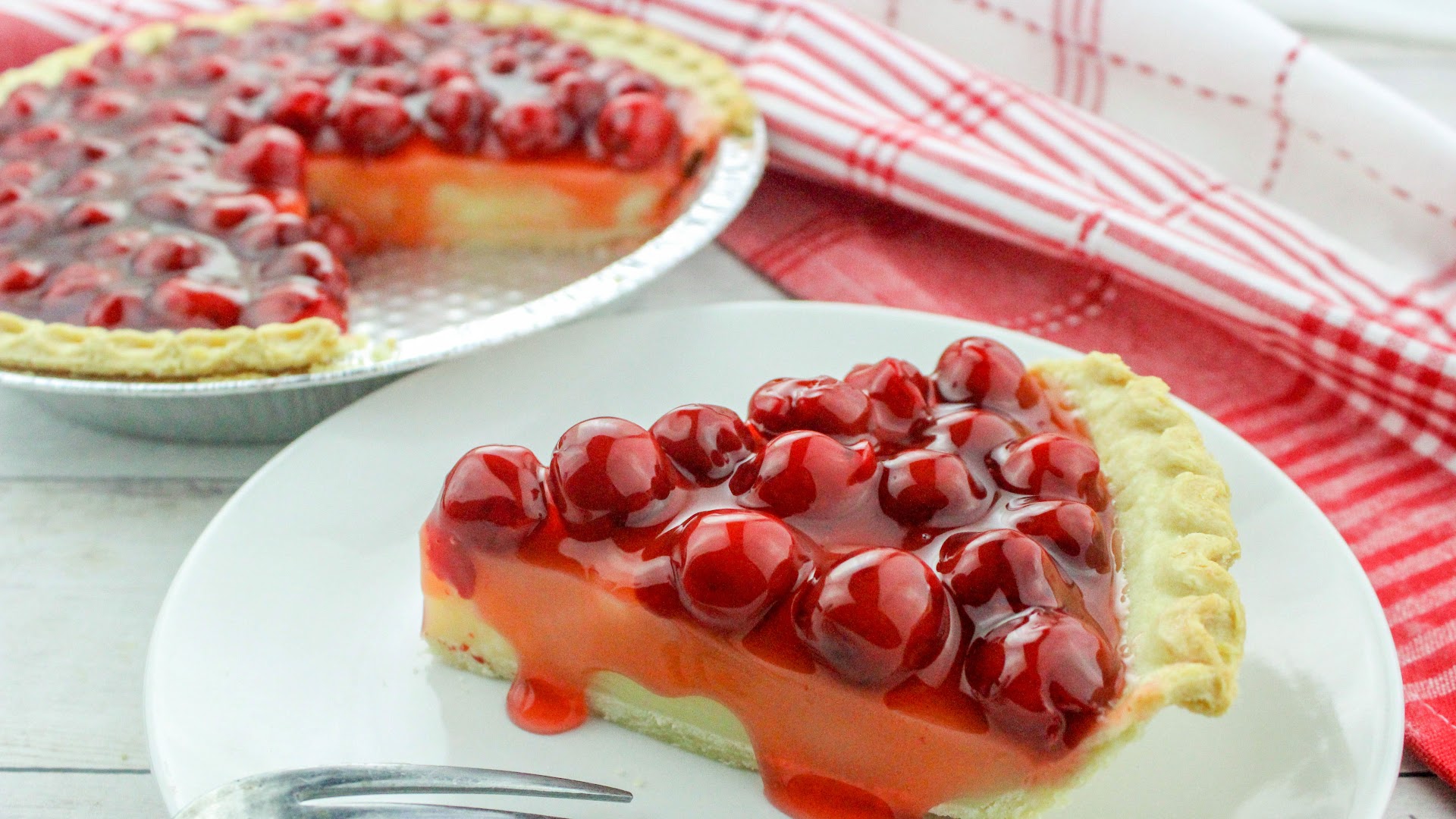 This is more of a cherry custard pie than a cherry cream pie, but it's ...