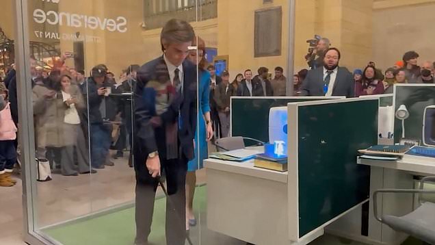 Severance cast take part in glass cage performance art amid busy Grand ...