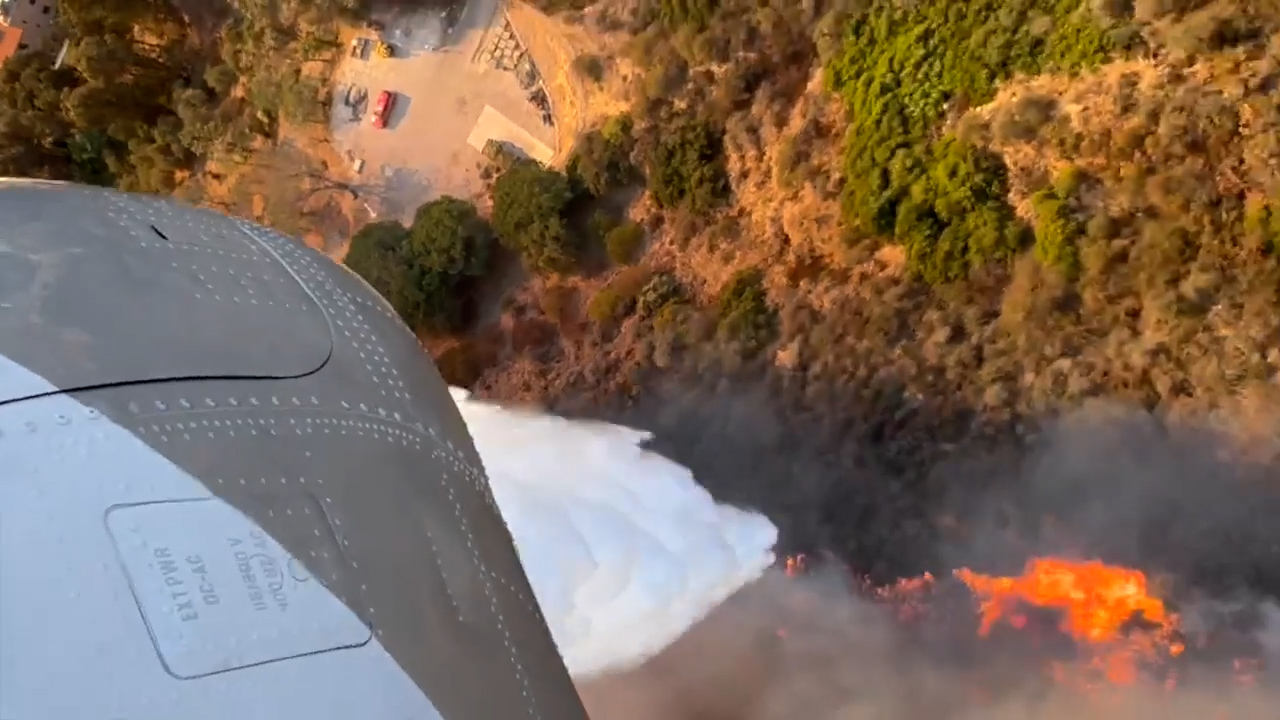 Aerial Footage Shows Firefighting Efforts In Los Angeles From Above