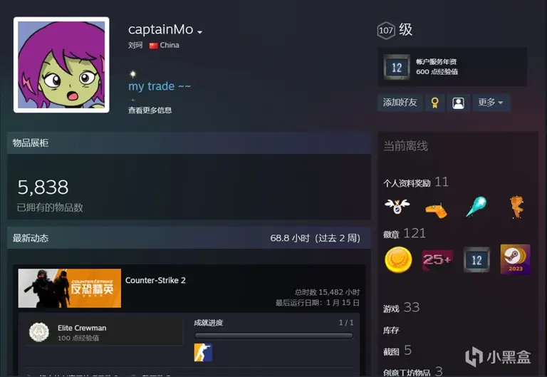 CS2职业哥库存饰品盘点-captainMo