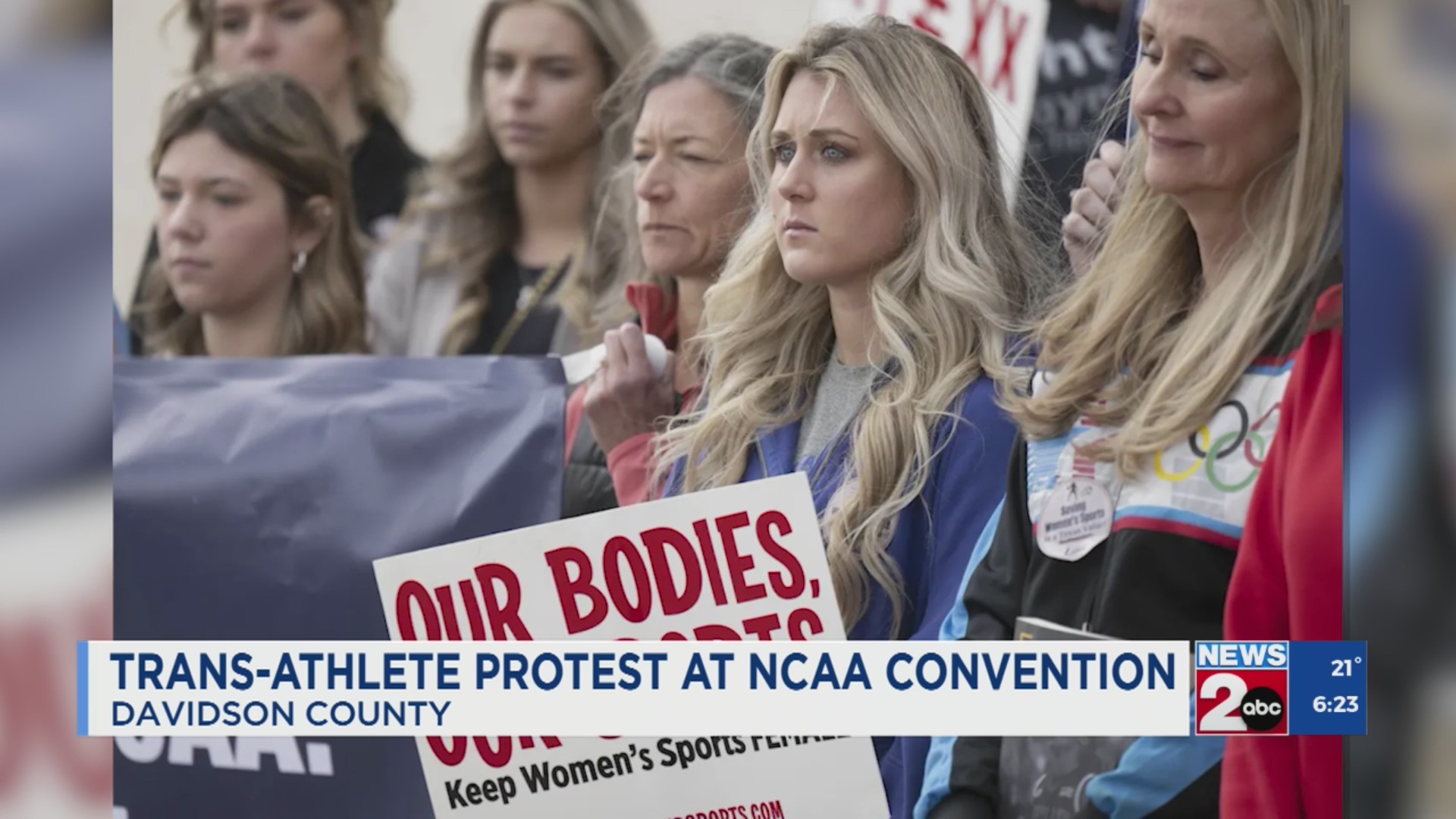 Transgender athlete protest at NCAA convention