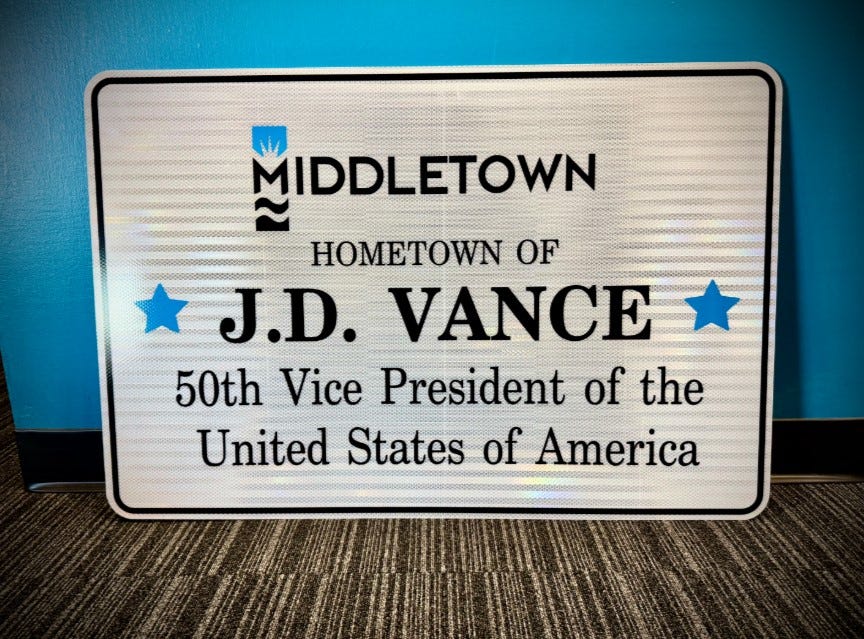 Middletown to host ribbon cutting for JD Vance road signs with his family