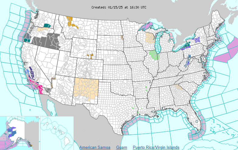 Map Shows California Is Under Both Freeze and Red Flag Warnings
