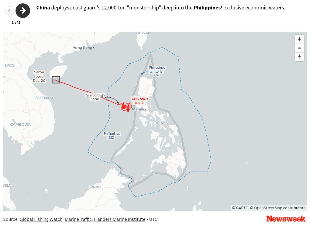 Map Shows Chinese 'Monster Ship' Movements in South China Sea