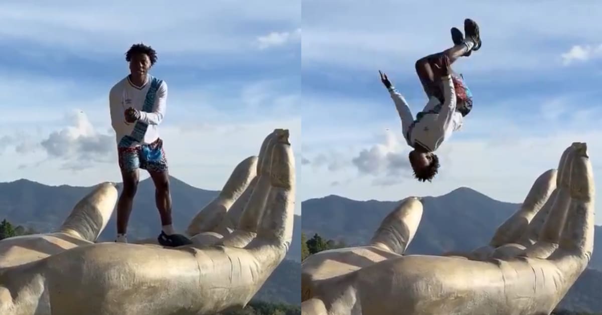 Watch IShowSpeed Backflip on Guatemala's Hand of God Statue