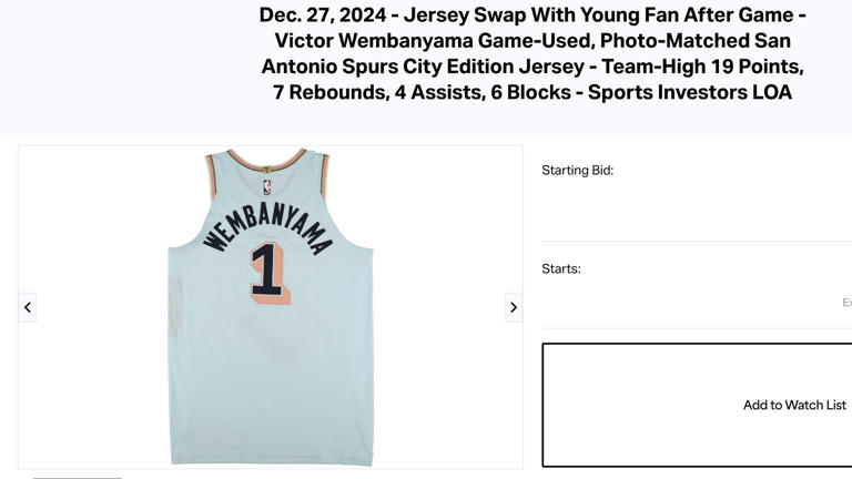The jersey from Victor Wembanyama’s iconic jersey swap with a child is now up for auction