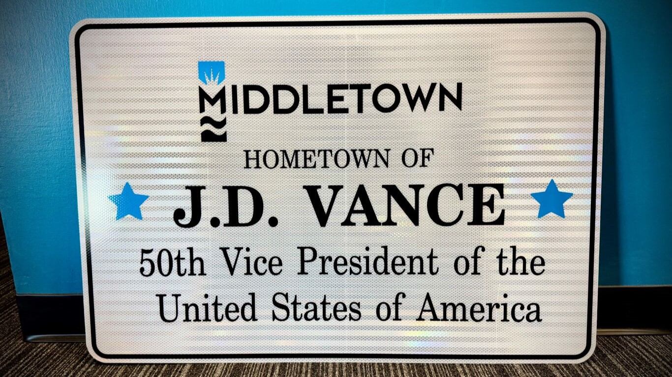 Road signs honoring Vice President-elect J.D. Vance coming to Middletown