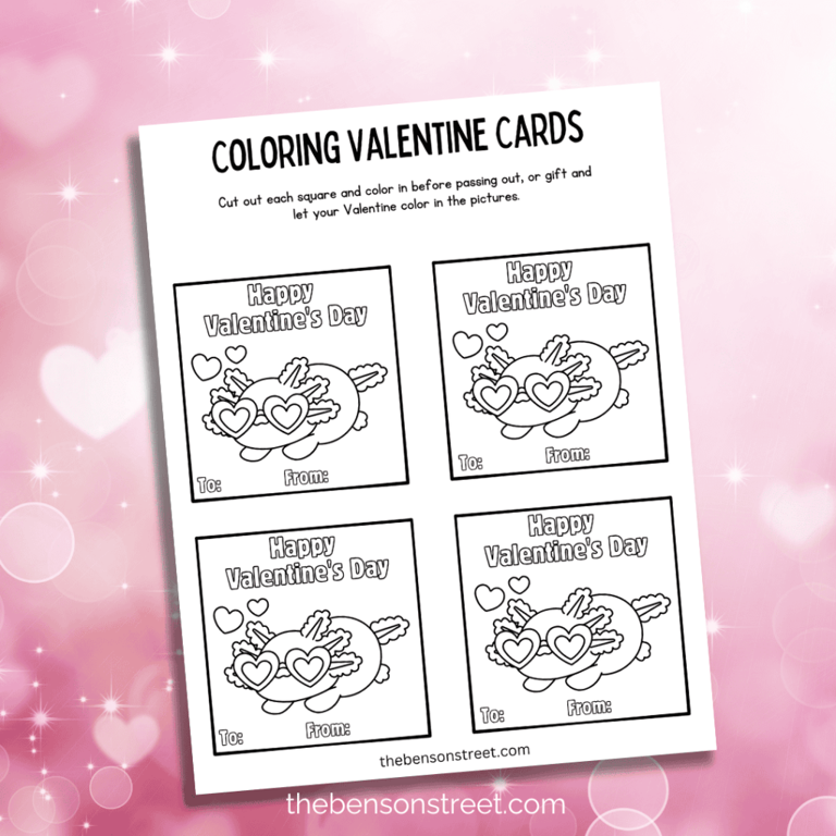Cute & Free Printable Valentine's Day Cards to Color & Gift