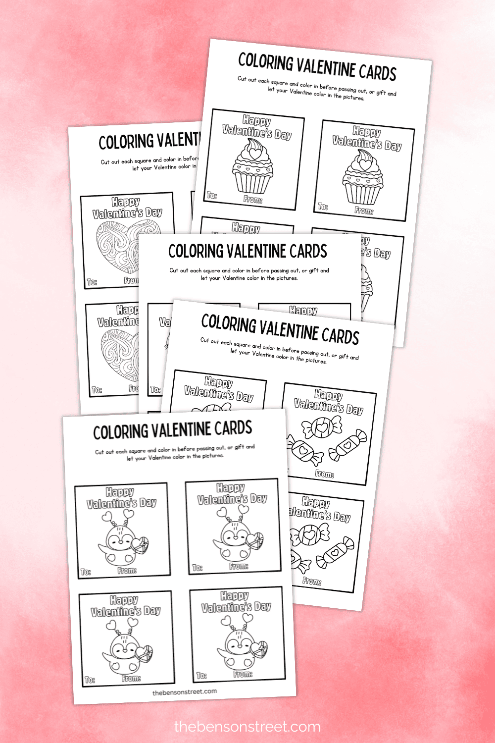 Cute & free printable Valentine's Day cards to color & gift
