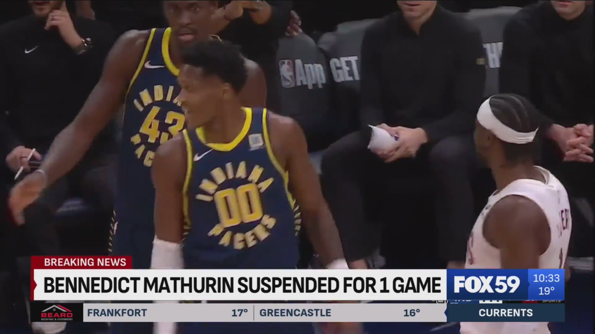 Pacers guard Bennedict Mathurin suspended 1 game