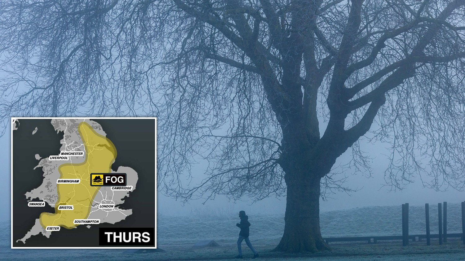 Map shows where thick fog will cover the UK this week