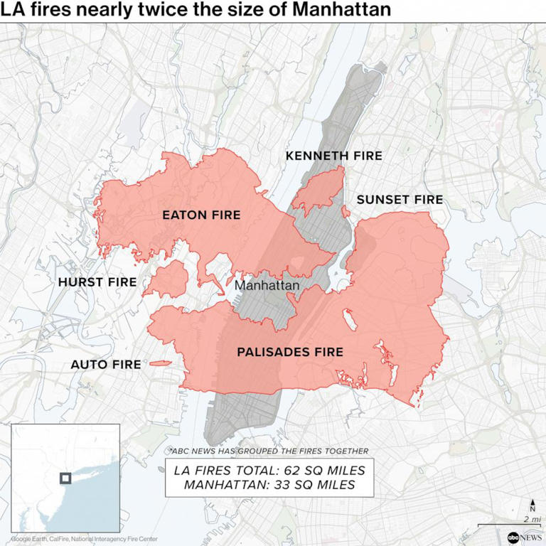 Bigger than San Francisco: LA fires carve mark on history