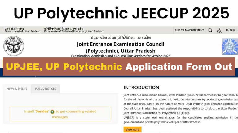 JEECUP 2025: UPJEE, UP Polytechnic Application Form Out, Apply at ...