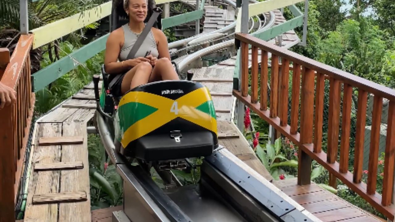 Girl startled by a sudden collision after completing her ride at Mystic ...