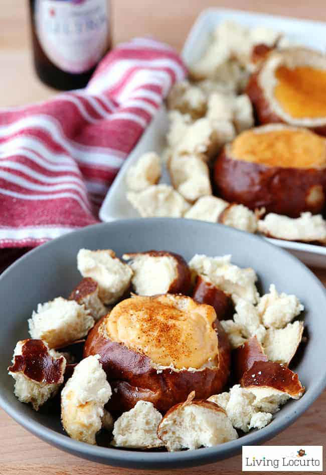 Beer Cheese Dip in Pretzel Bowls