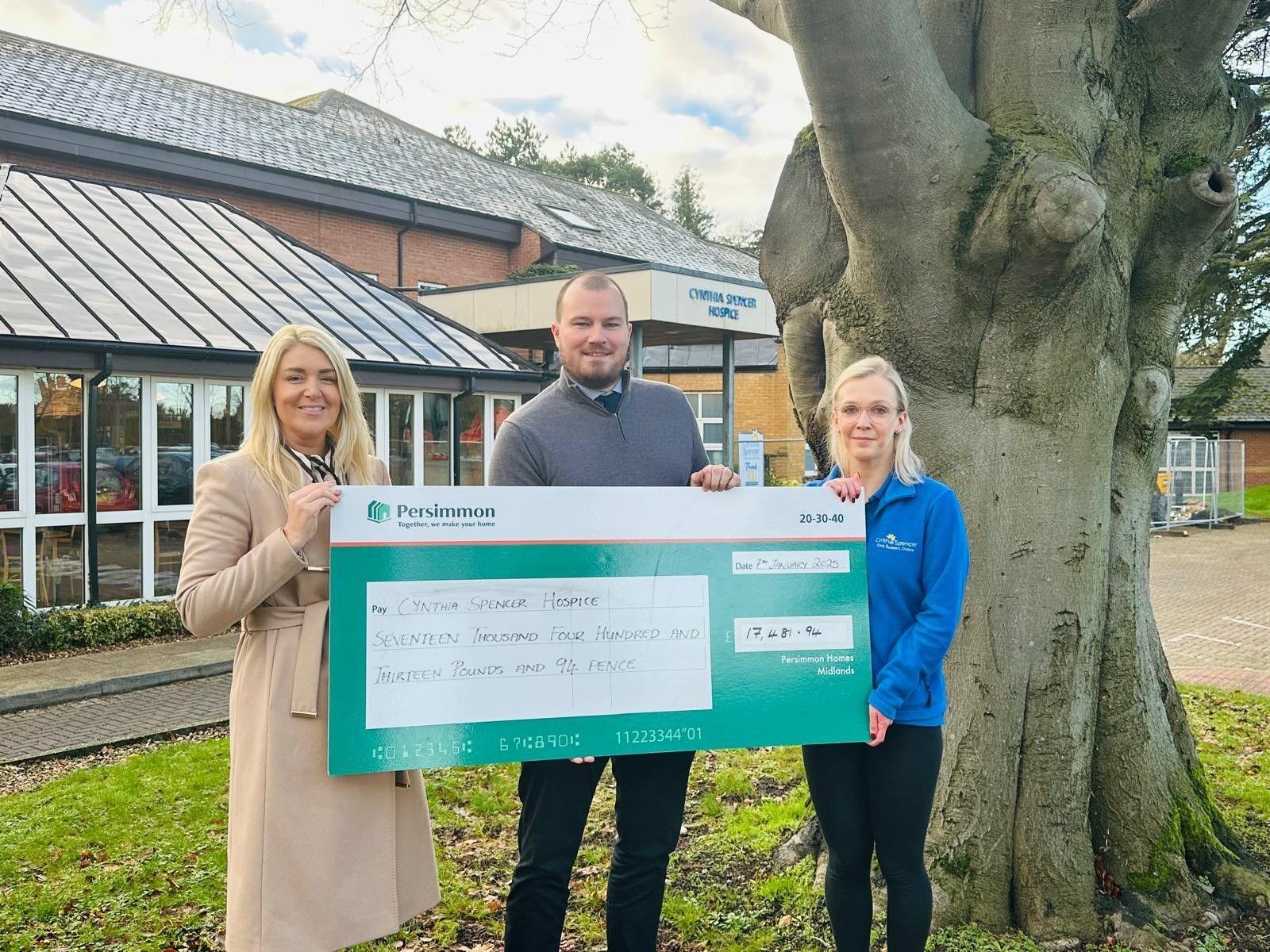 Persimmon Midlands raises over £17,000 for Cynthia Spencer Hospice
