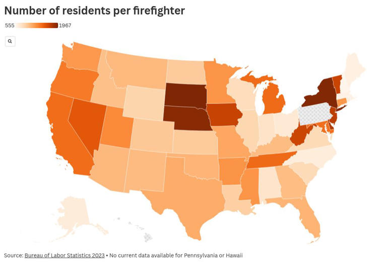 Firefighters Map Shows States With Most, Least Per Person