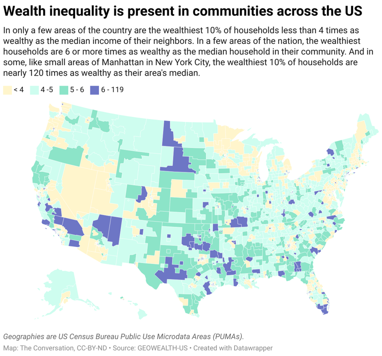 Soaring wealth inequality has remade the map of American prosperity