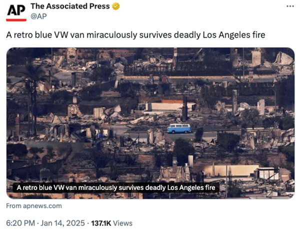 Retro Baby-Blue VW Van Really Survive LA Wildfire? Here's the Truth
