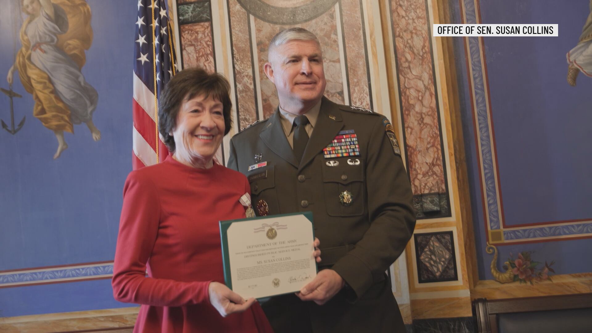 U.S. Army presents Sen. Susan Collins with highest public service honor