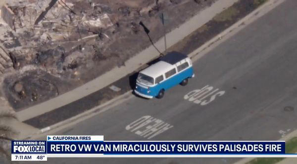 Retro Baby-Blue VW Van Really Survive LA Wildfire? Here's the Truth